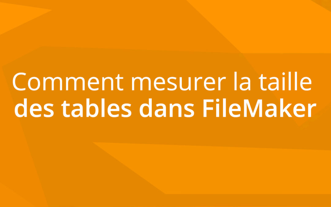 Comment mesurer la taille des tables dans FileMaker