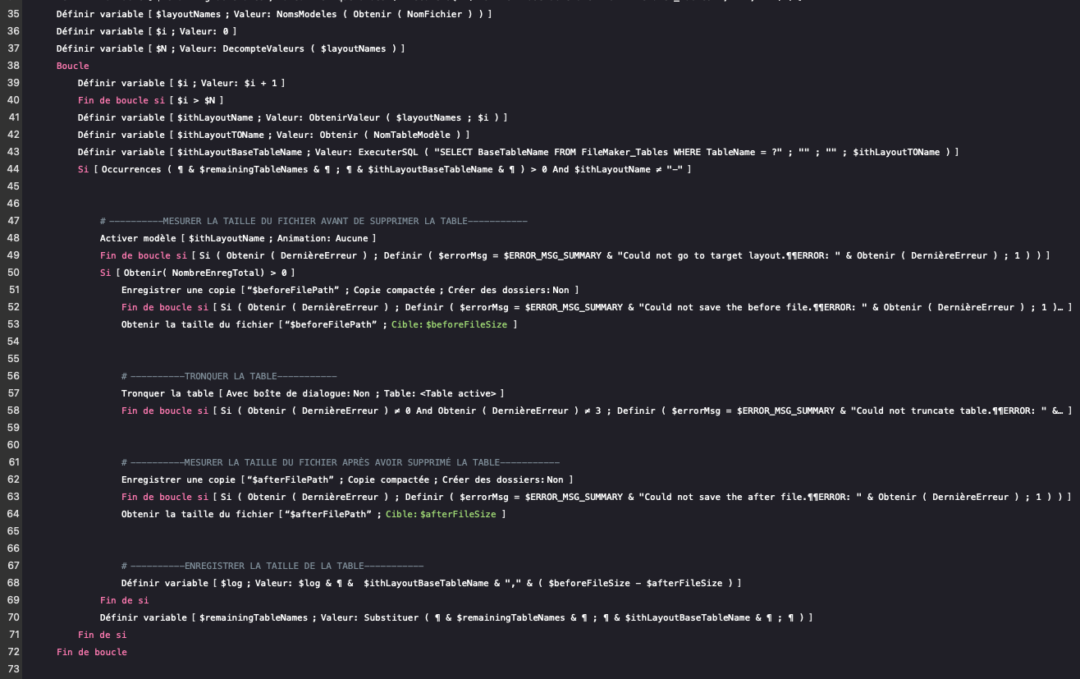 Comment mesurer la taille des tables dans FileMaker